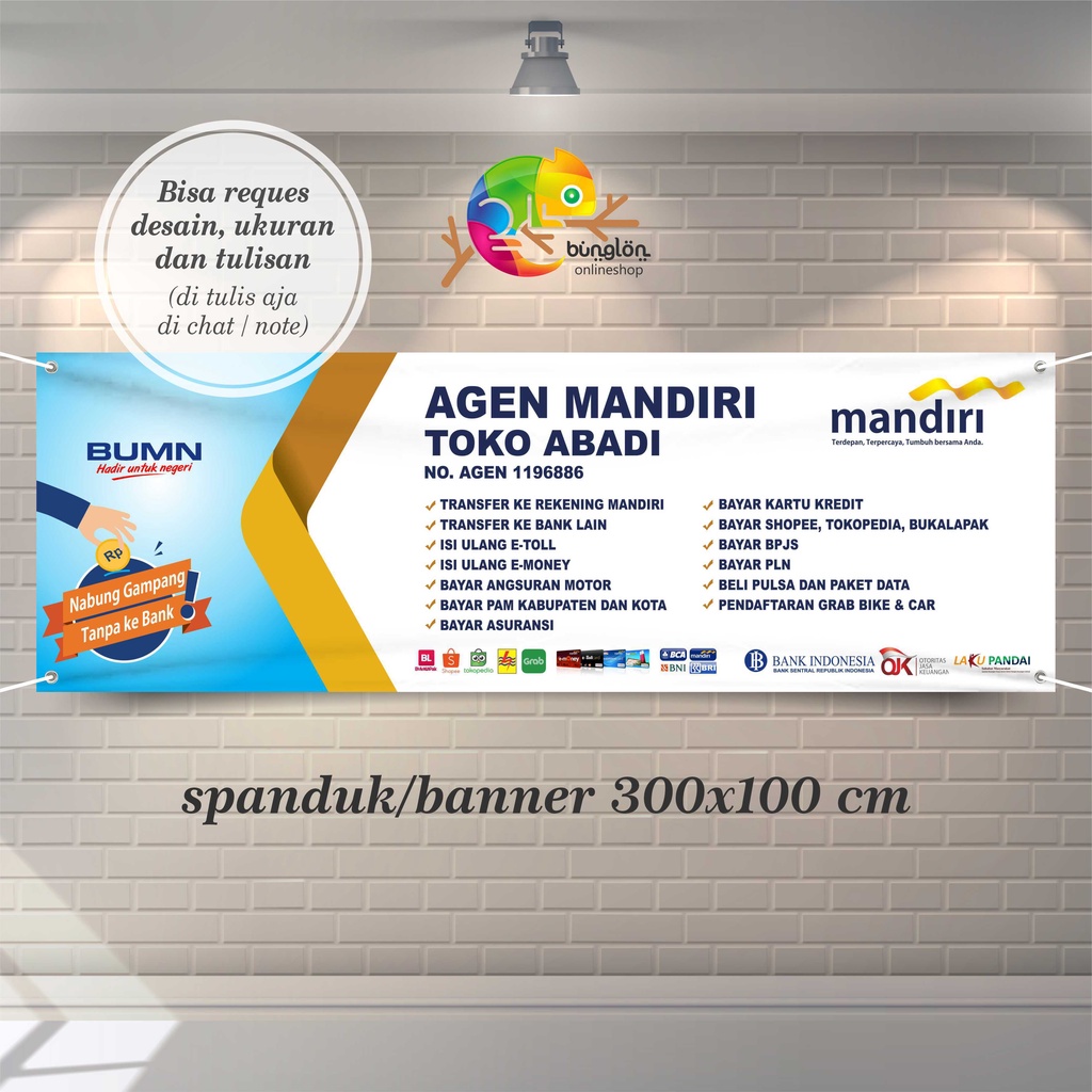 Jual Spanduk, Banner Agen Mandiri Ukuran Besar custom desain | Shopee ...
