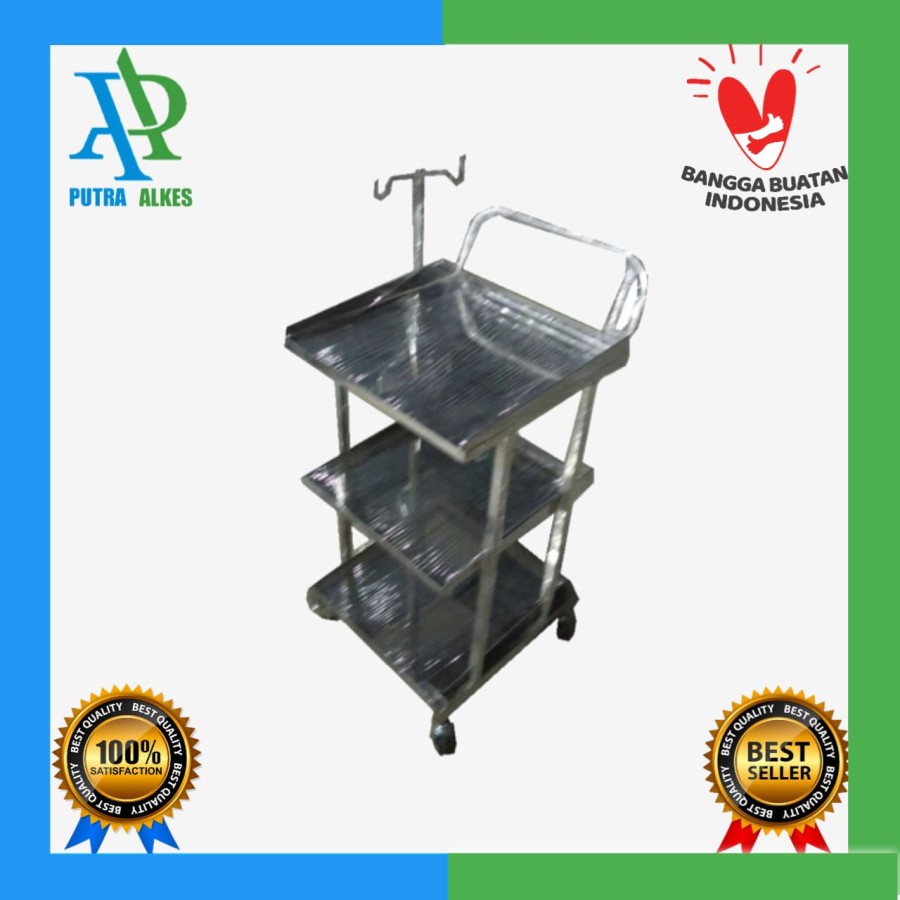 Jual Trolley EKG + Tiang Infus Stainless | Troli EKG Stainless Steel ...