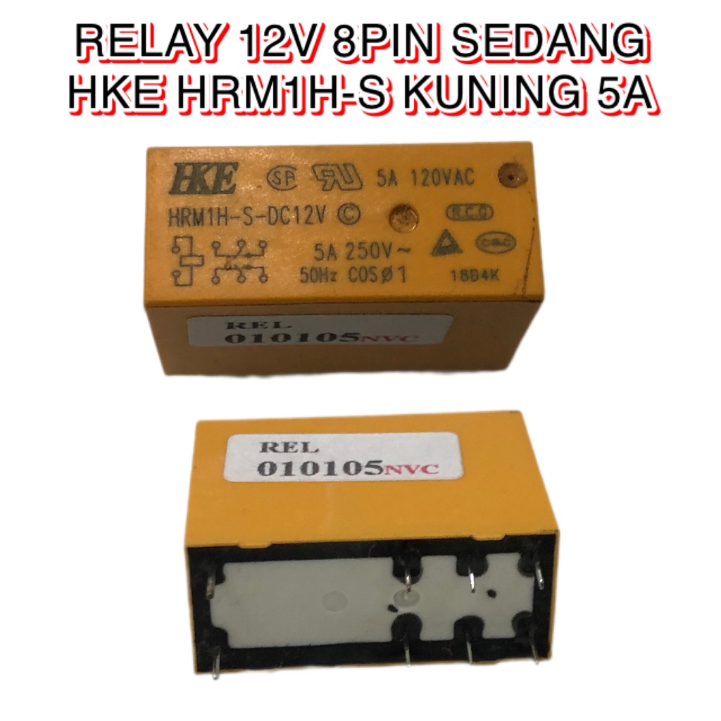 Jual RELAY 12V 8PIN SEDANG HKE HRM1H-S KUNING 5A (2 PCS) | Shopee Indonesia