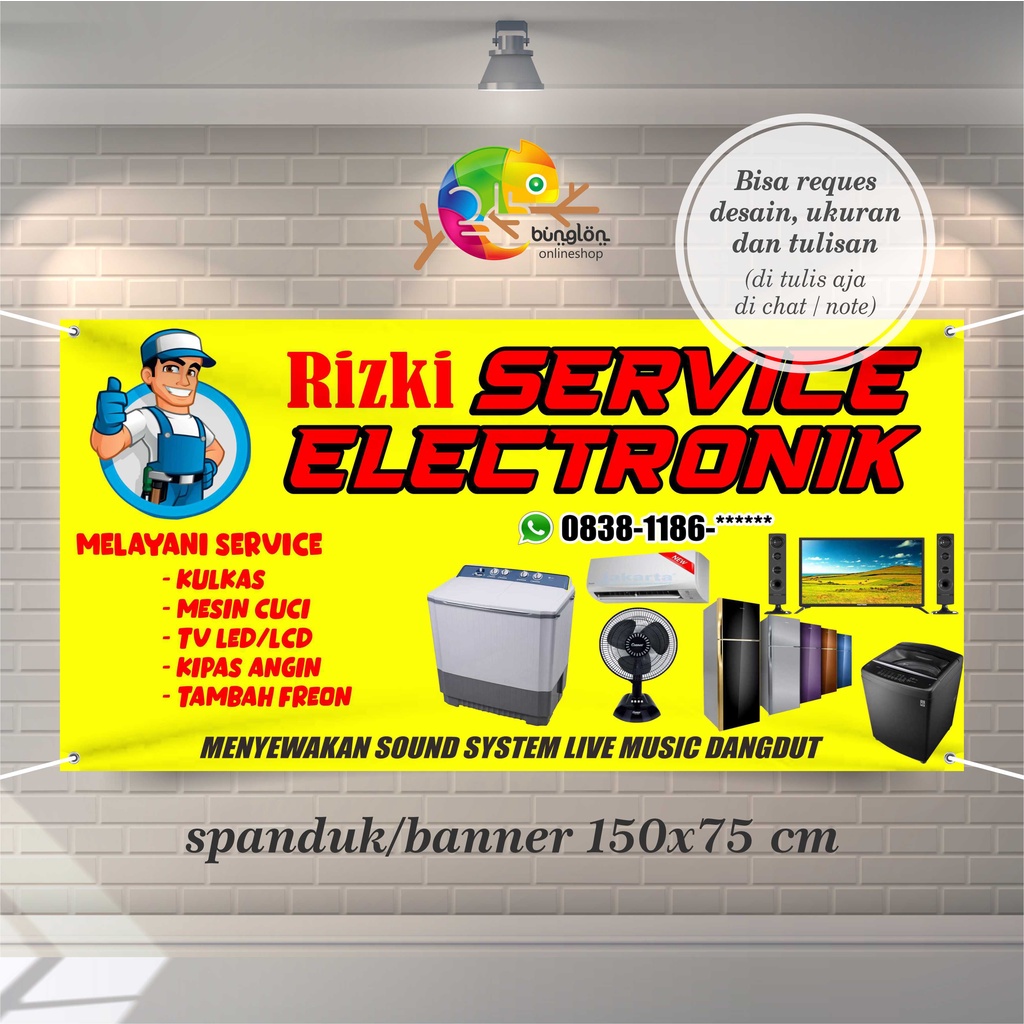 Jual Spanduk Banner 150x75 Cm Spanduk Service Elektronik, Spanduk ...