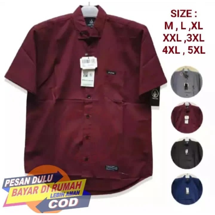 Jual Baju Kemeja Polos Pria Lengan Pendek Jumbo Slimfit Premium Distro Atasan Hem Cowok Laki ...