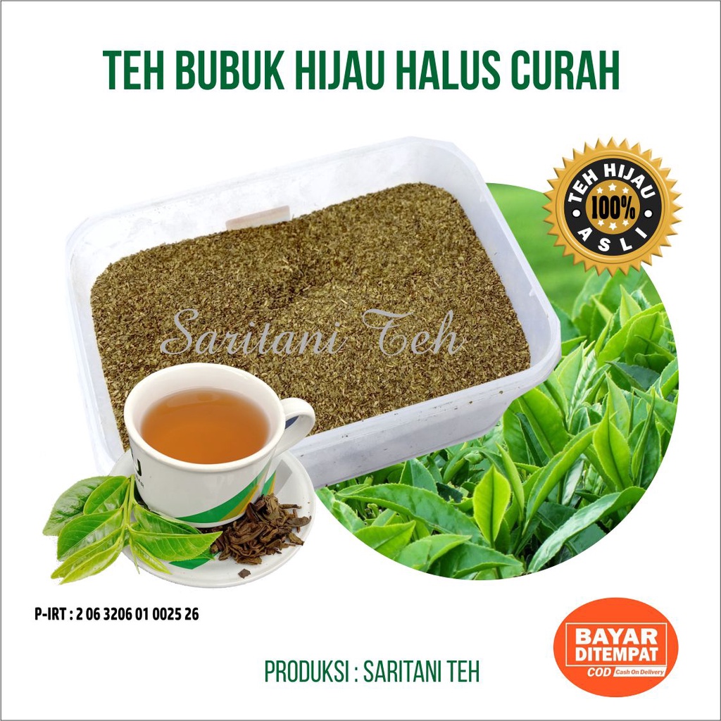 Jual Teh Bubuk Hijau, Fanning Green tea 500gram. Asli dan Berkhasiat ...