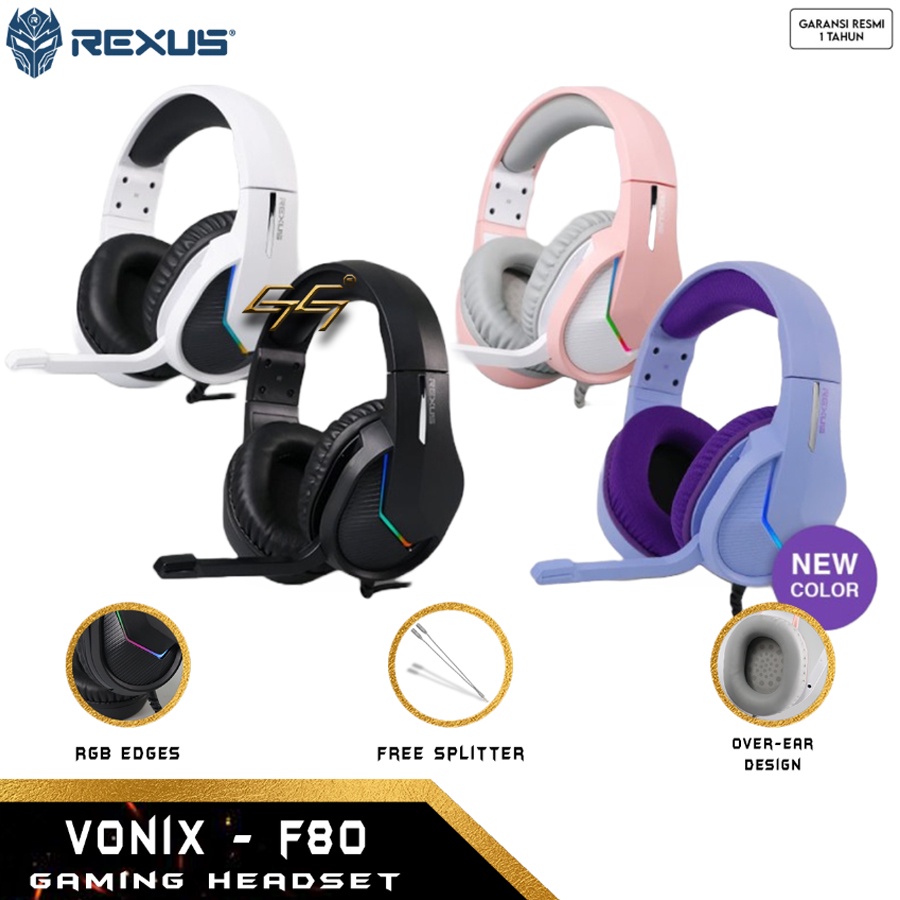 Jual Headset Gaming Over-Ear RGB Rexus Vonix F80 F-80 F 80 Overear RGB ...