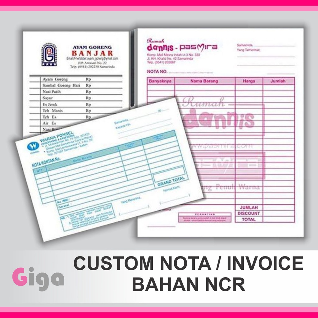 Jual CETAK NOTA 1 RIM 3 PLY BEBAS DESAIN BAHAN NCR TEMBUS | Shopee ...