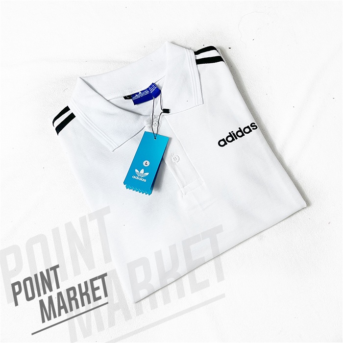 Jual BAJU KERAH KAOS WANGKI POLO SHIRT ADDS LIST HITAM WARNA PUTIH ...