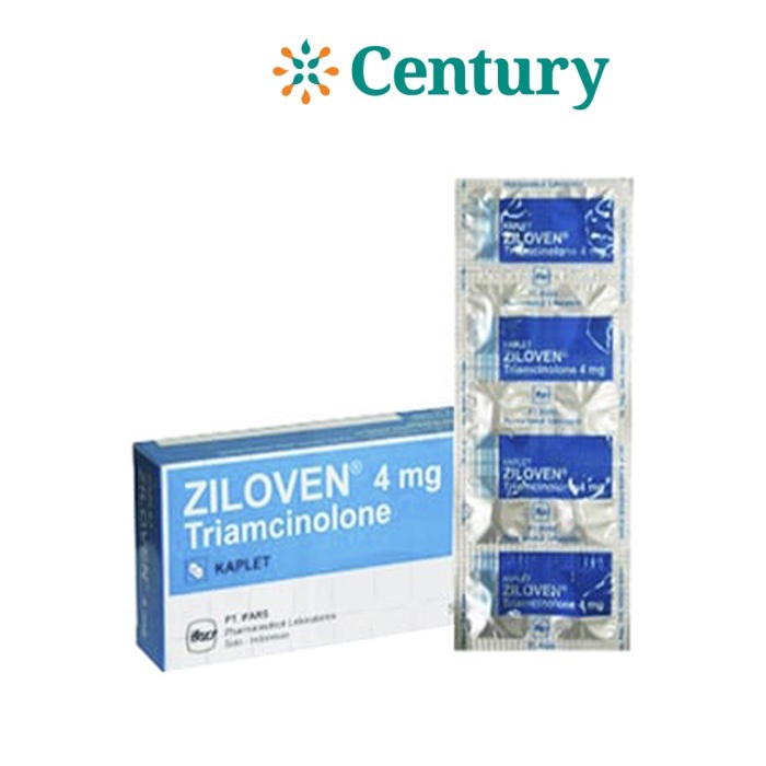 Jual ZILOVEN 4MG 1 STRIP ISI 10 TABLET / TRIAMCINOLON 4MG / RADANG ...