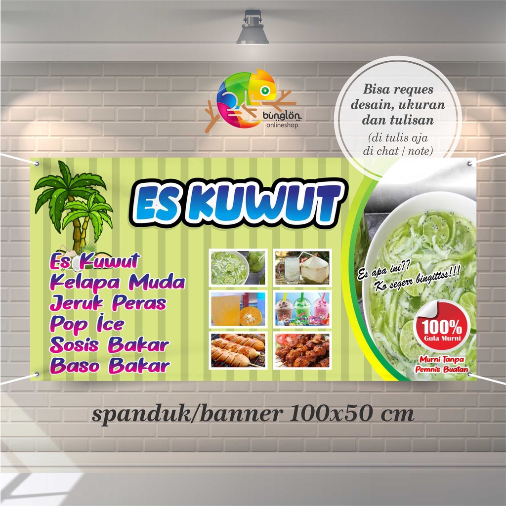Jual Spanduk Banner 100x50 Cm Spanduk Es Kuwut Murah | Shopee Indonesia