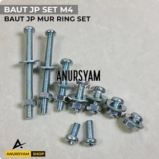 Jual Baut JP M4 . 6, 8, 10 + Mur + Ring Set / Baut M4 Set / Baut JP M4 Set | Shopee Indonesia