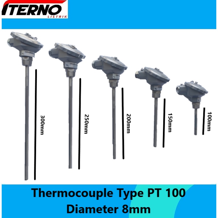 Jual Thermocouple Type PT100 8mm P200mm 8x200mm Drat 1/2in | Shopee ...