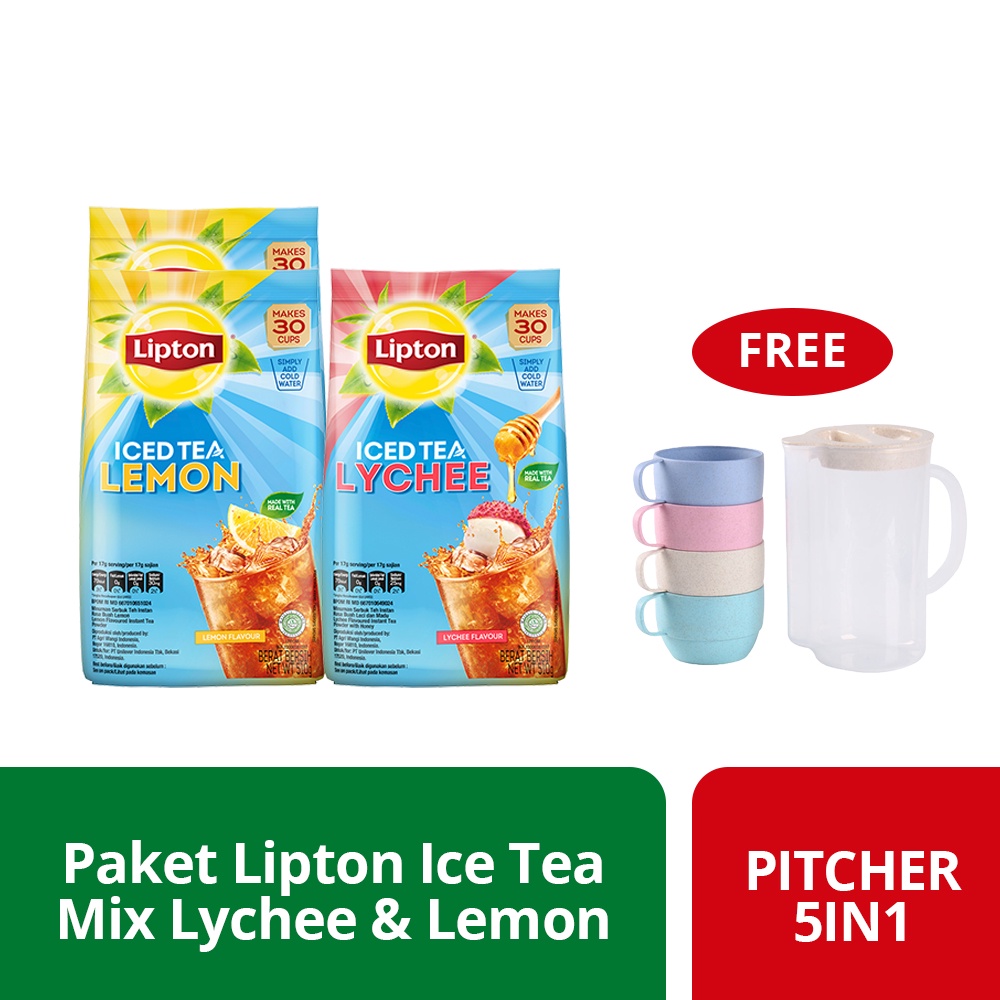 Jual Lipton Ice Tea Mix Lychee & Lemon Free Pitcher 5in1 | Shopee Indonesia