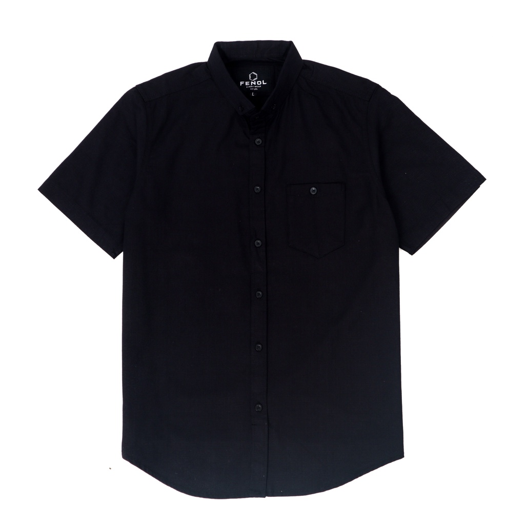 Jual Kemeja Polos Pria Casual Premium Hitam Lengan Pendek | Shopee Indonesia