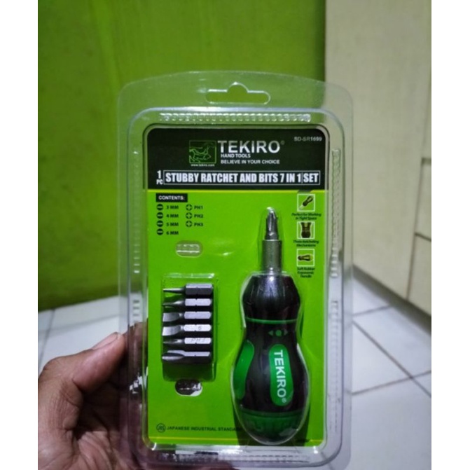 Jual Tekiro Obeng Ratchet stubby set 7 in 1 | Shopee Indonesia