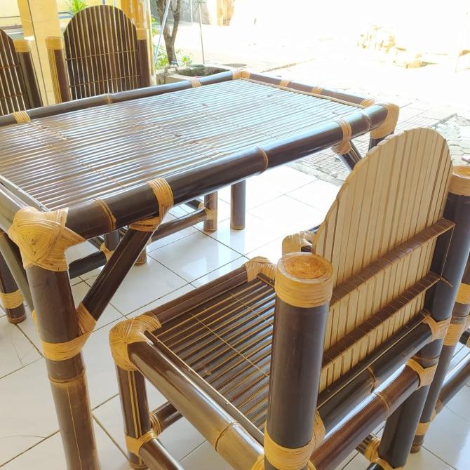 Jual Kursi & Meja Makan Bambu Hitam | Shopee Indonesia
