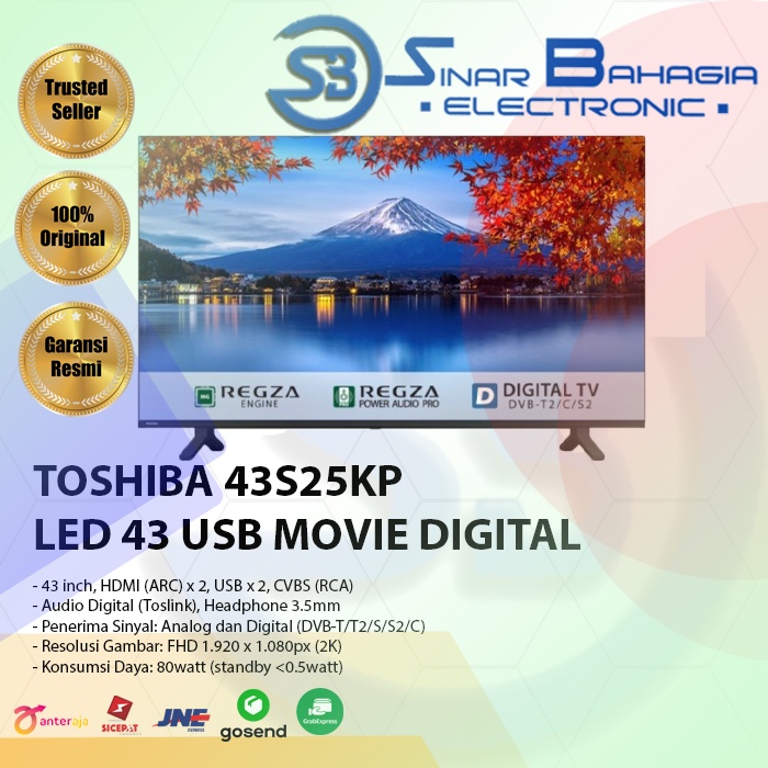 Jual TOSHIBA 43S25KP LED 43 USB MOVIE DIGITAL (NEW) (KHUSUS BANDUNG ...
