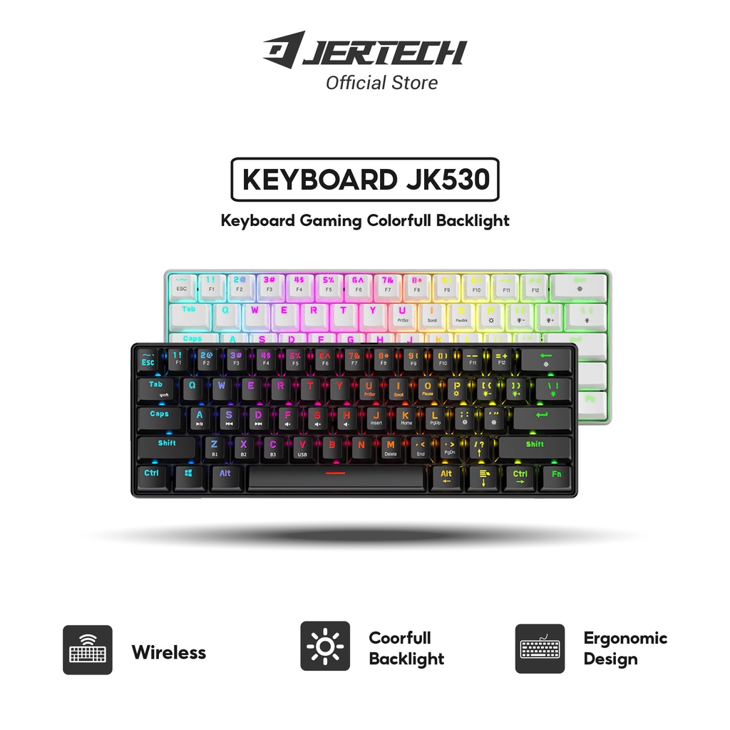 Jual JERTECH Keyboard Gaming Mechanical JK-530 Double Mode Koneksi USB ...