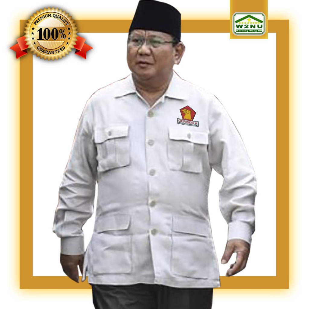 Jual KEMEJA SERAGAM PDH PRABOWO PARTAI GERINDRA KANTONG EMPAT 4 PREMIUM ...