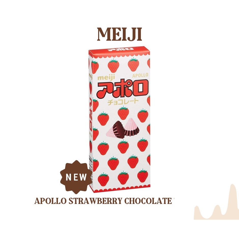 Jual Coklat MEIJI Apollo Chocolate Strawberry 46gram asal Jepang | Shopee Indonesia