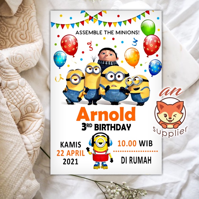 Jual UNDANGAN MINION 2-5 ULTAH ULANG TAHUN | Shopee Indonesia
