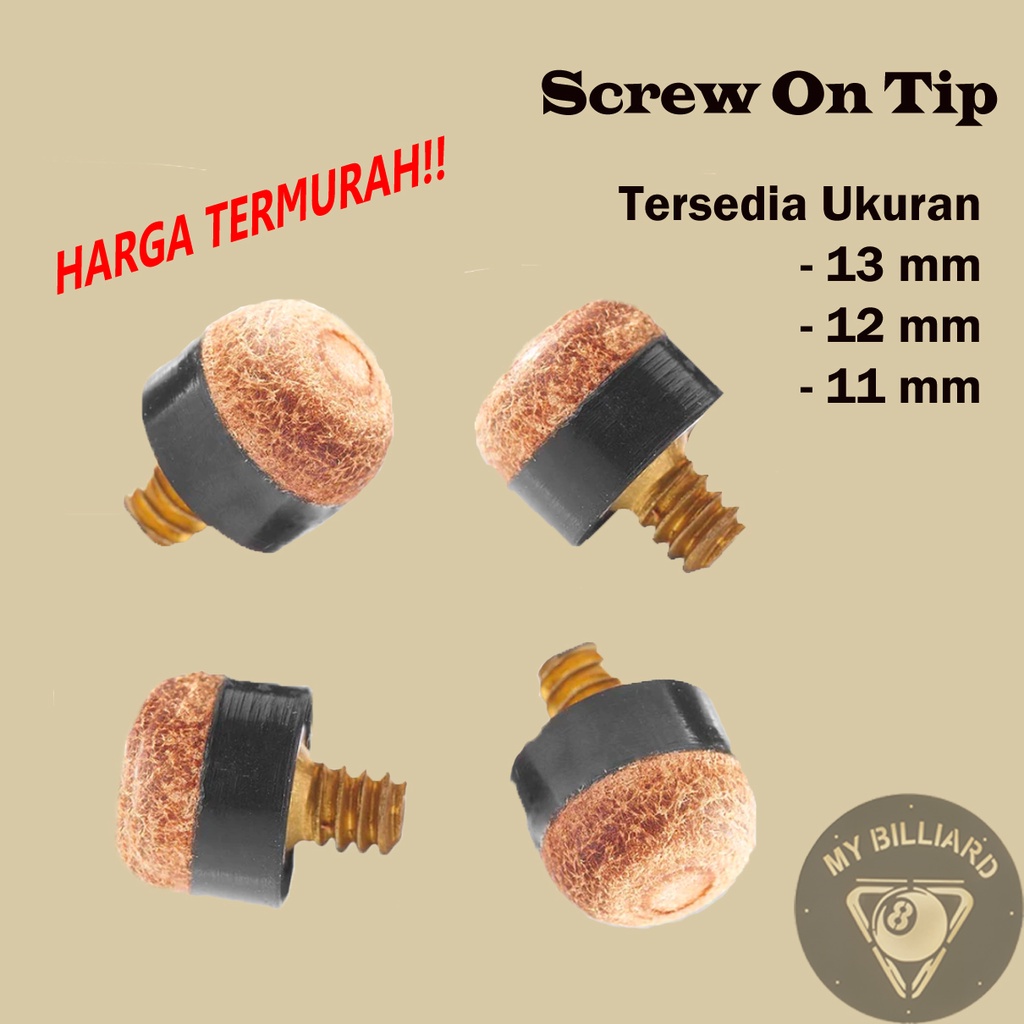 Jual Screw On Tip 13 12 11 mm Cue Tips Baut Besi Cue Stick Billiard ...