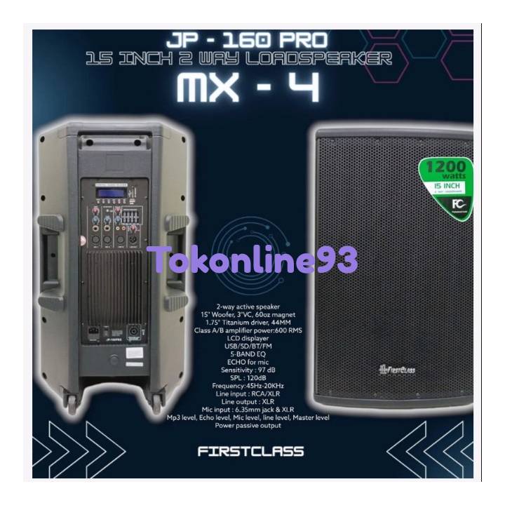 Jual Speaker Aktif Firstclass JP 160 Pro MX4 JP160 MX 4 15 Inchi | Shopee Indonesia