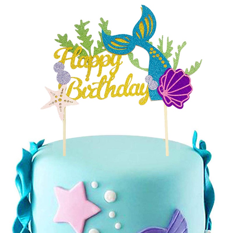 Jual CAKE TOPPER HAPPY BIRTHDAY TEMA PRINCESS MERMAID/TOPPER DEKORASI ...