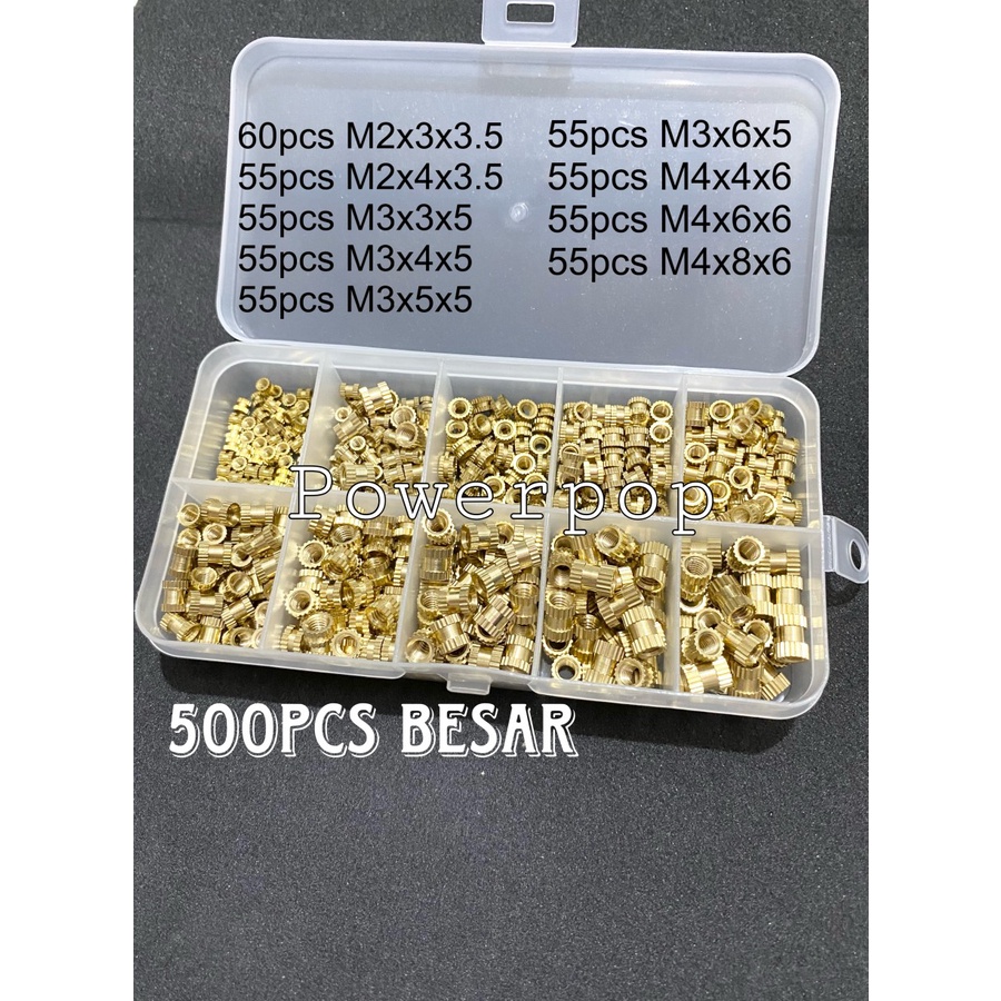 Jual Brass knur 200-500pcs M2 M2.5 M3 M4 / mur tanam molding 3d print Kitset Lengkap Murah ...