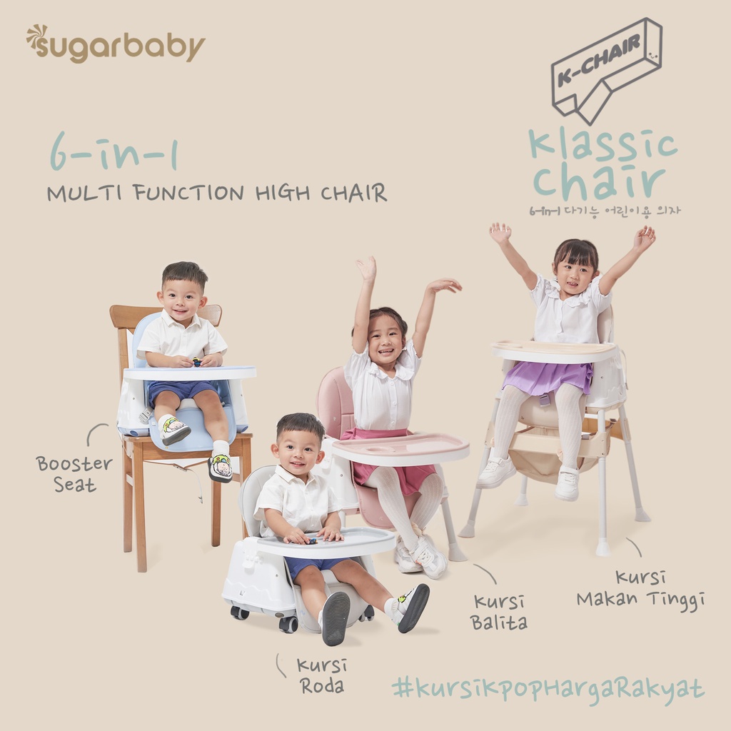Jual Kursi Makan Bayi Anak Booster Seat Sugarbaby Klassic Chair 6in1 Multifunction High Chair ...