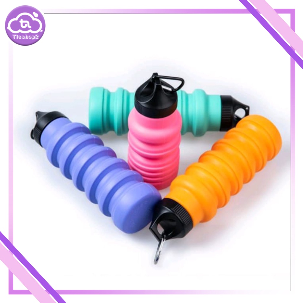 Jual BOTOL MINUM SPORT SILICONE PORTABLE / BOTOL MINUM LIPAT 550ML ...