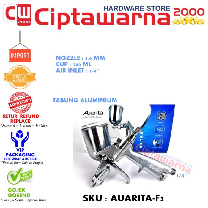 Jual Spray gun mini Auarita F3 Spraygun Angin | Shopee Indonesia