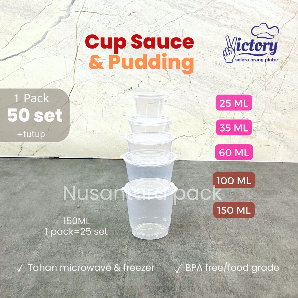Jual Cup Gelas Pudding Thinwall Jelly Sauce Saos Bumbu Victory 150ml ...