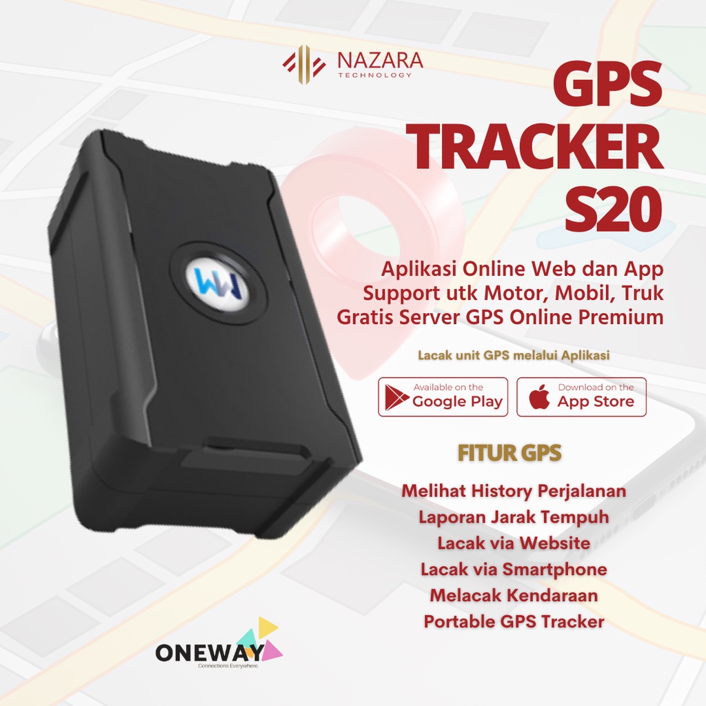 Jual GPS Tracker Motor Mobil OneWay OW-S20 [2G] Gratis Server Online ...