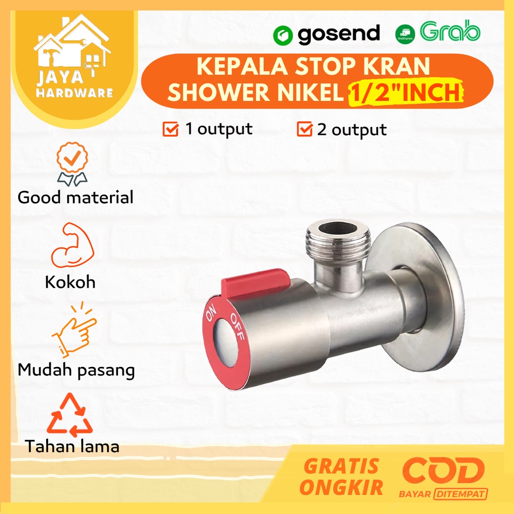 Jual Stop Kran / Keran Cabang Tee T Single 1 Output / Dobel 2 Output Ukuran Drat 1/2 Inch Selang ...