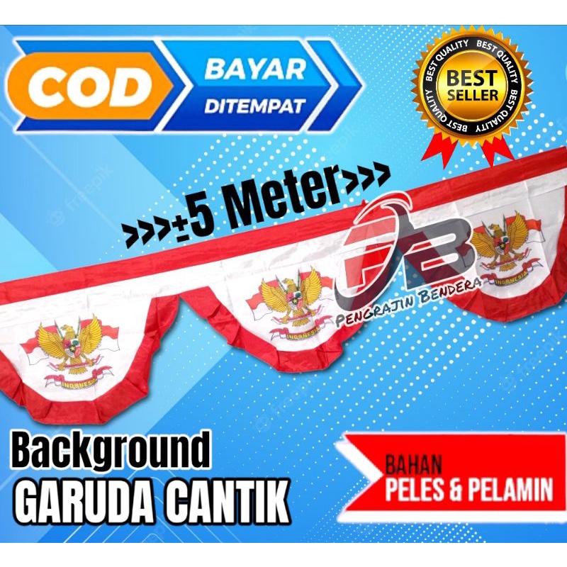 Jual BENDERA BACKGROUND GARUDA MERAH PUTIH 10 GELOMBANG | Shopee Indonesia