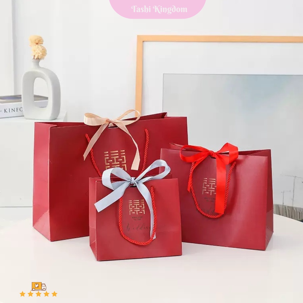 Jual Paperbag gift wedding / Tas kado Merah wedding kantong souvenir ...