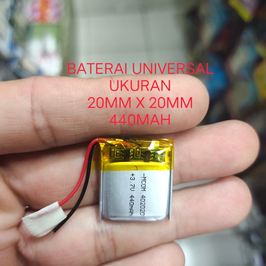 Jual Baterai elektronik universal 402020 ukuran 20mm x 20mm tebal 4mm kapasitas 440mah kabel 2 ...