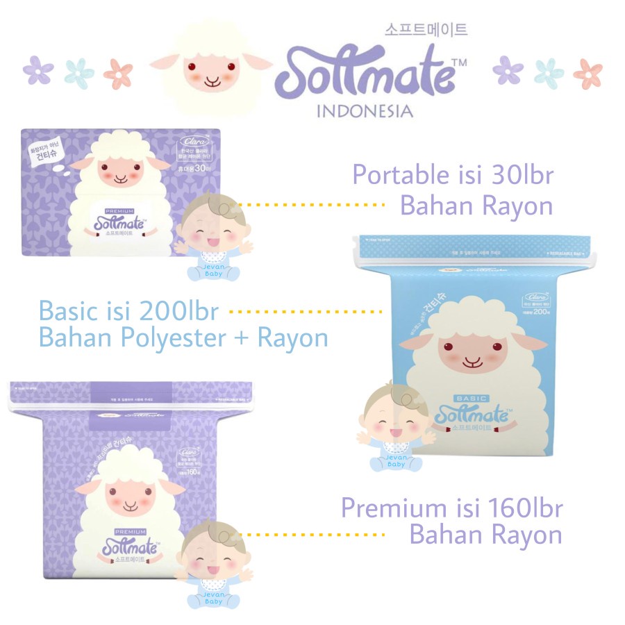 Jual SOFTMATE PREMIUM TISSUE BASAH DAN KERING ISI 160 SHEET, 200 SHEET DAN 30 SHEET | Shopee ...