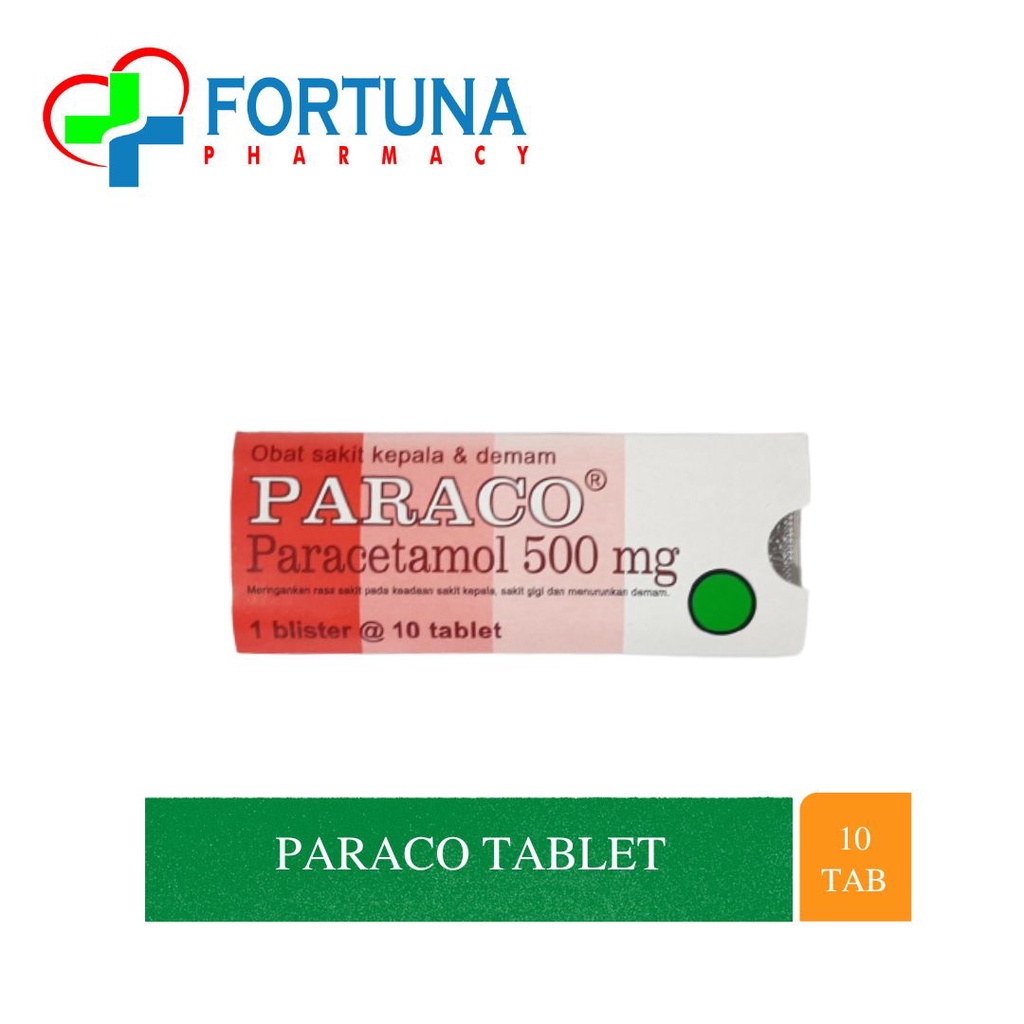 Jual PARACO TABLET PARACETAMOL 500MG (10 TABLET) | Shopee Indonesia