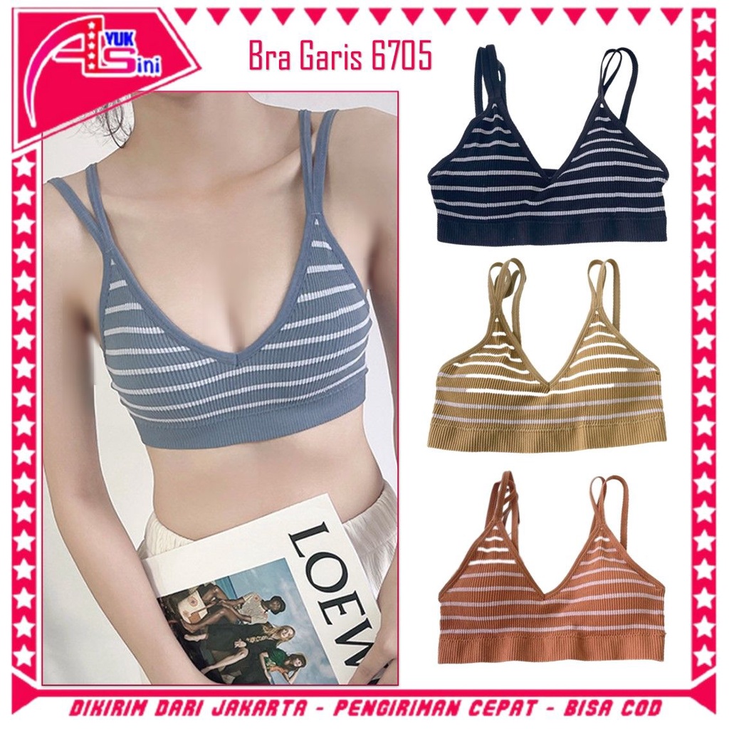 Jual AS Bra Wanita Model Garis 6705 Tanpa Kawat Bahan Lembut Bh Sexy Premium Asian Style Pakaian ...