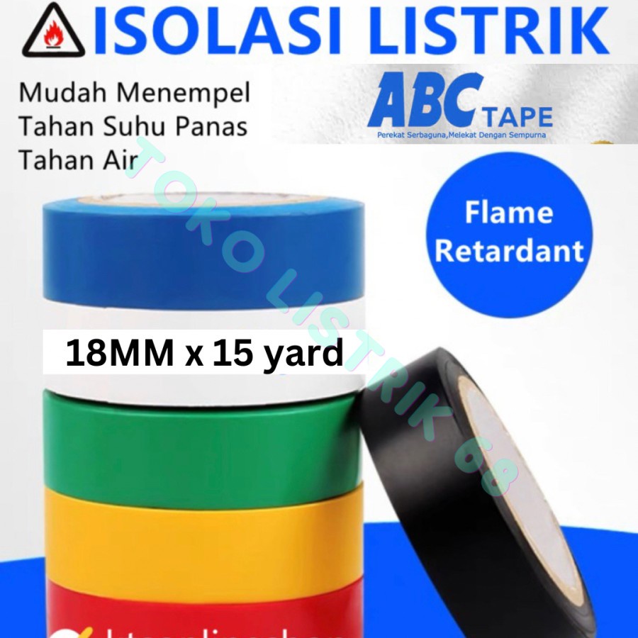 Jual isolasi listrik pvc ABC tape 18mm x 15yard | Shopee Indonesia