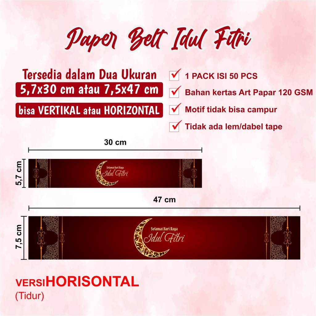 Jual Paper Belt Lebaran Sabuk Toples Idul Fitri Label Panjang Hampers ...