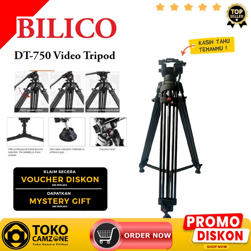 Jual Bilico DT-750 DT750 Video Tripod | Shopee Indonesia