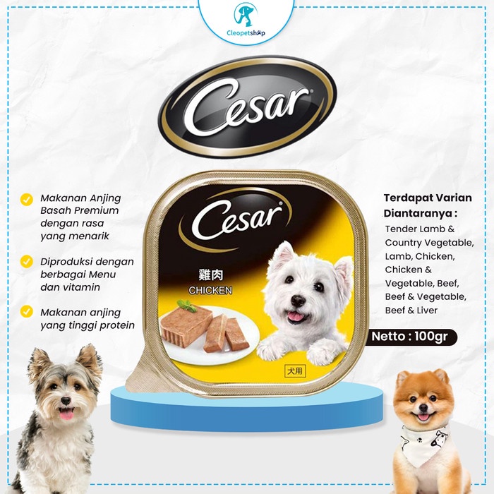 Jual Cesar Makanan Pakan Cemilan Anjing Basah Dog Wet Food - Chicken ...