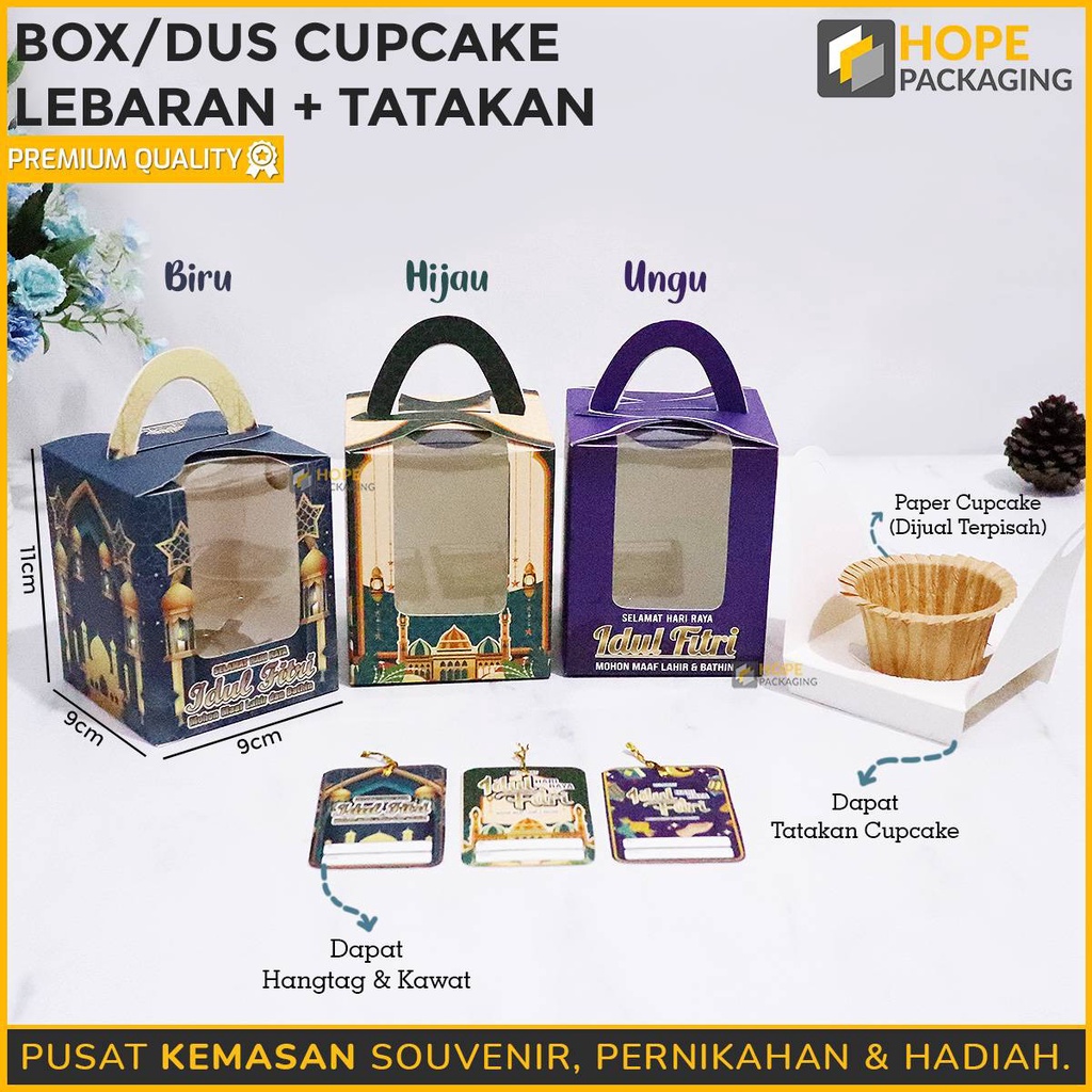 Jual [ Harga/5 PCS ] Box / Dus Cupcake lebaran + hang tag / Gable Box ...