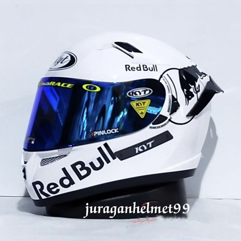 Jual Helm full face KYT K2 raider Putih paket ganteng red bull | Shopee ...