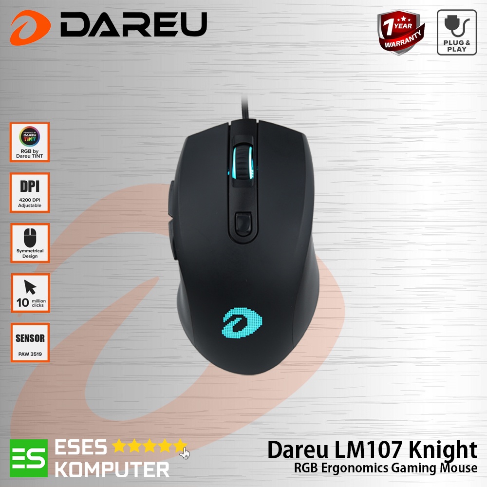 Jual Mouse Dareu LM107 LM-107 Knight RGB | Ergonomics Mouse Gaming ...