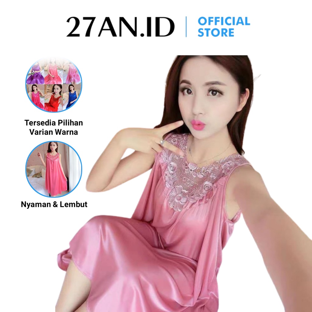 Jual ( 27AN.ID ) Daster Satin TR59 Pakaian Tidur Wanita Brokat Korea ...