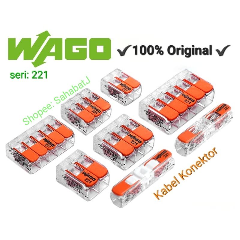 Jual Wago Wire Connector Konektor Kabel Penyambung 221-412 / 221-413 / 221-415 / 221-612 / 221 ...