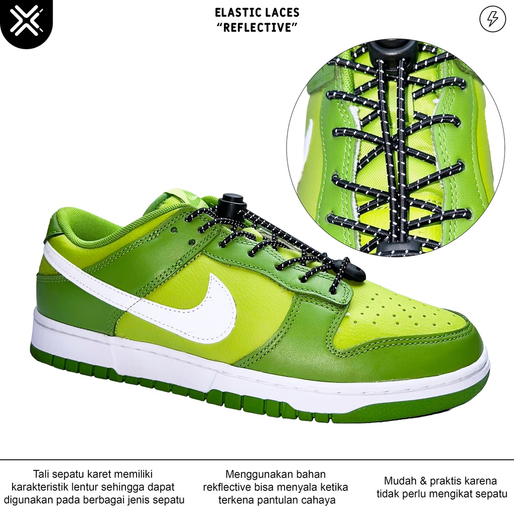Jual TALI SEPATU ELASTIS REFLECTIVE / TALI SAPATU LOCK LACES / TALI ...