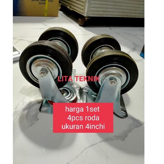 Jual Harga SpesialK0w0V roda karet 4 inchi roda etalase 1set 4pcs roda ...