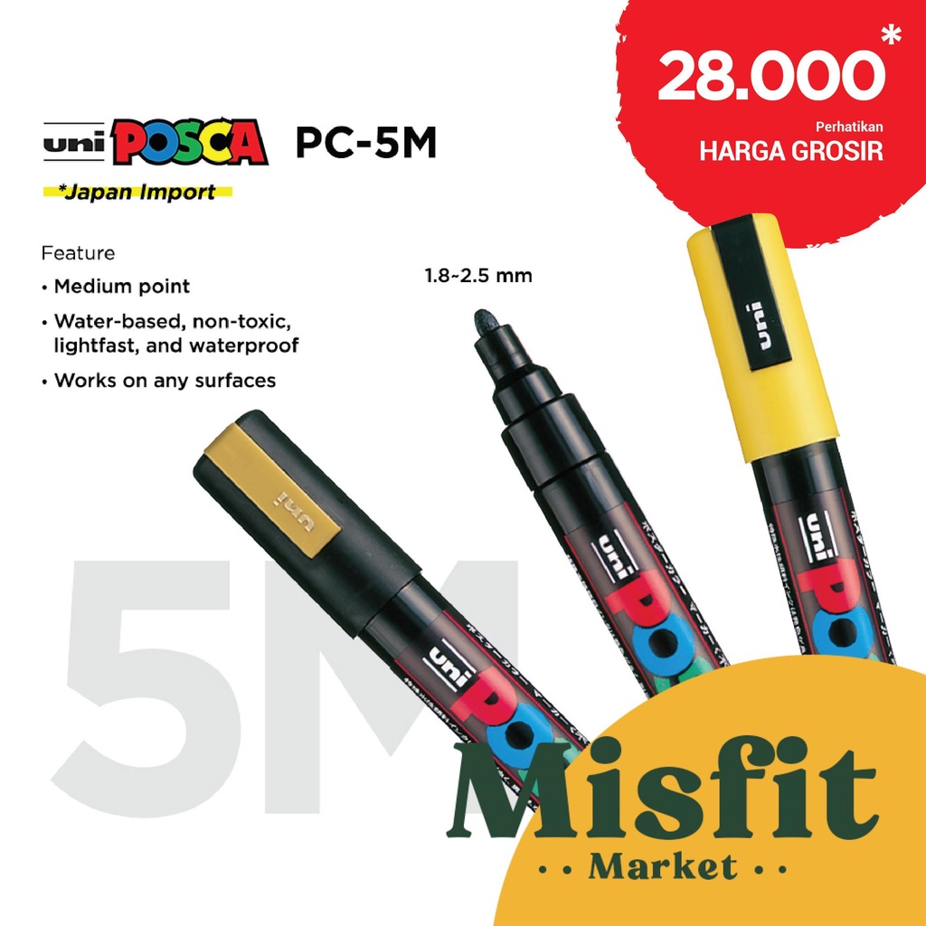 Jual UNI POSCA PC-5M Paint Marker (Medium Point) PC5M Spidol Warna ...